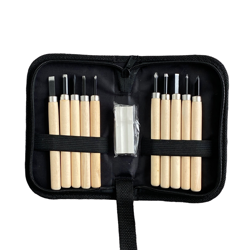 Wood Carving Knives with Whetstone - Set of 12